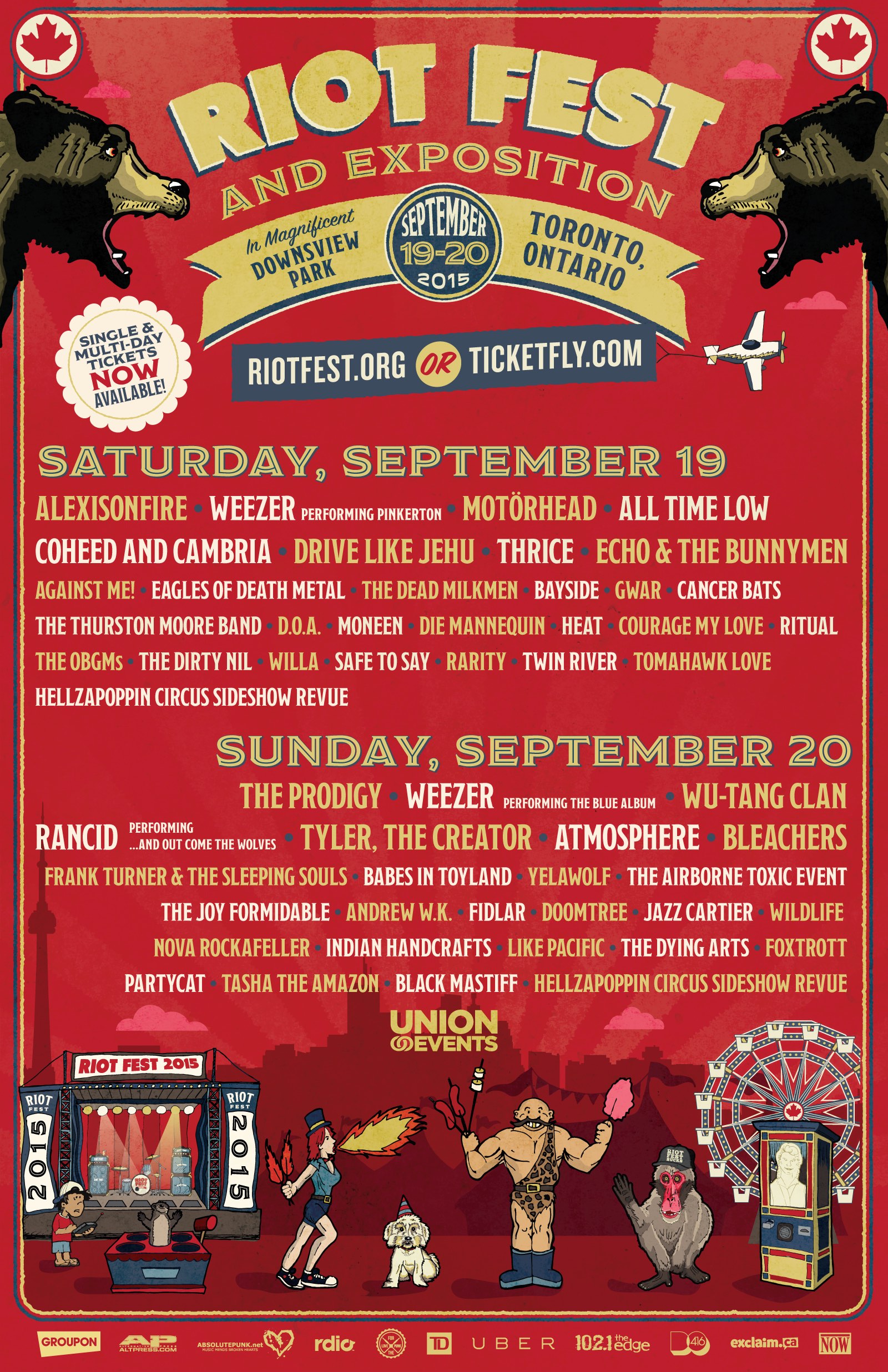 Toronto - By Day Lineup & Single Day Tickets - Riot Fest