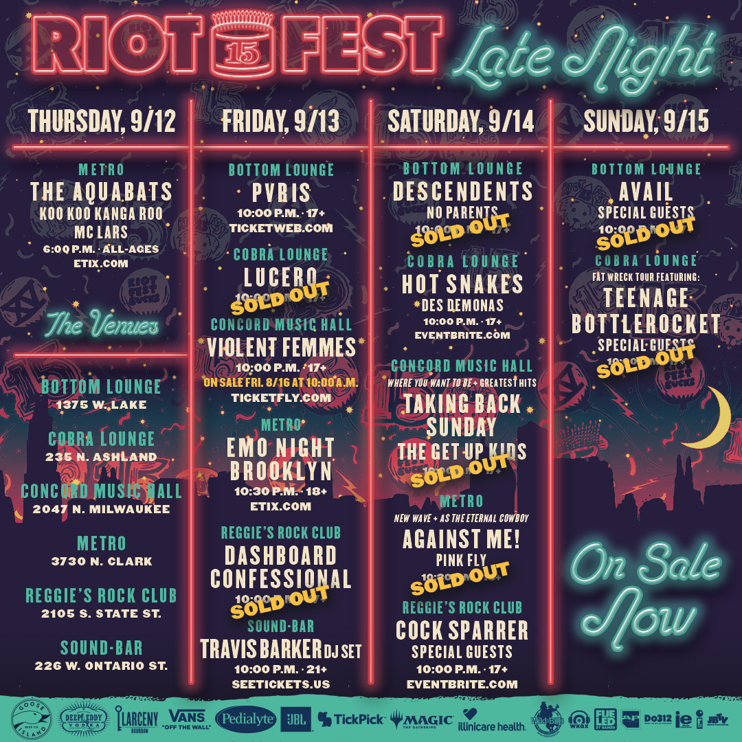 The Riot Fest 2019 Late Night Shows Are Here