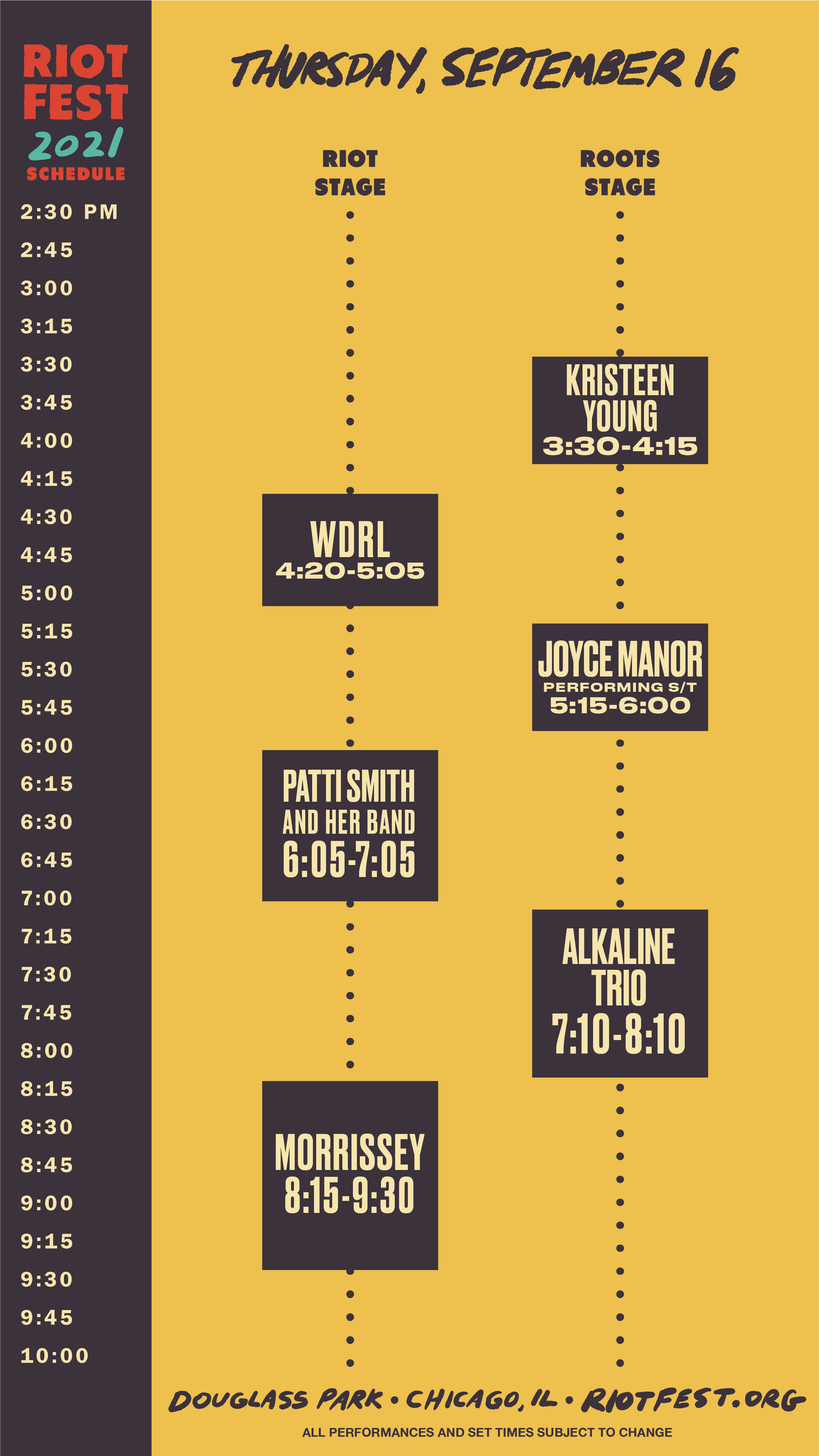 Riot Fest 2021 Daily Schedule : r/RiotFest