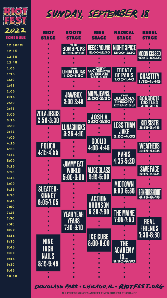 The Schedule is Here! The Schedule is Beer! - Riot Fest