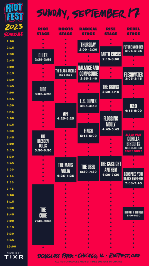 The Riot 2023 Band Schedule is Here! - Riot Fest