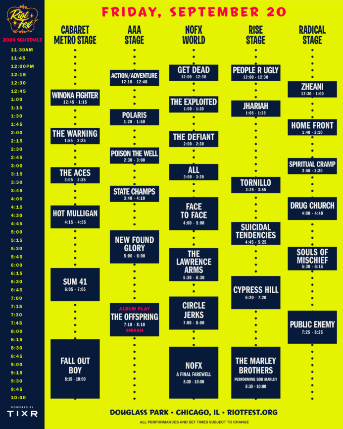 The Riot Fest 2024 Schedule is Here.