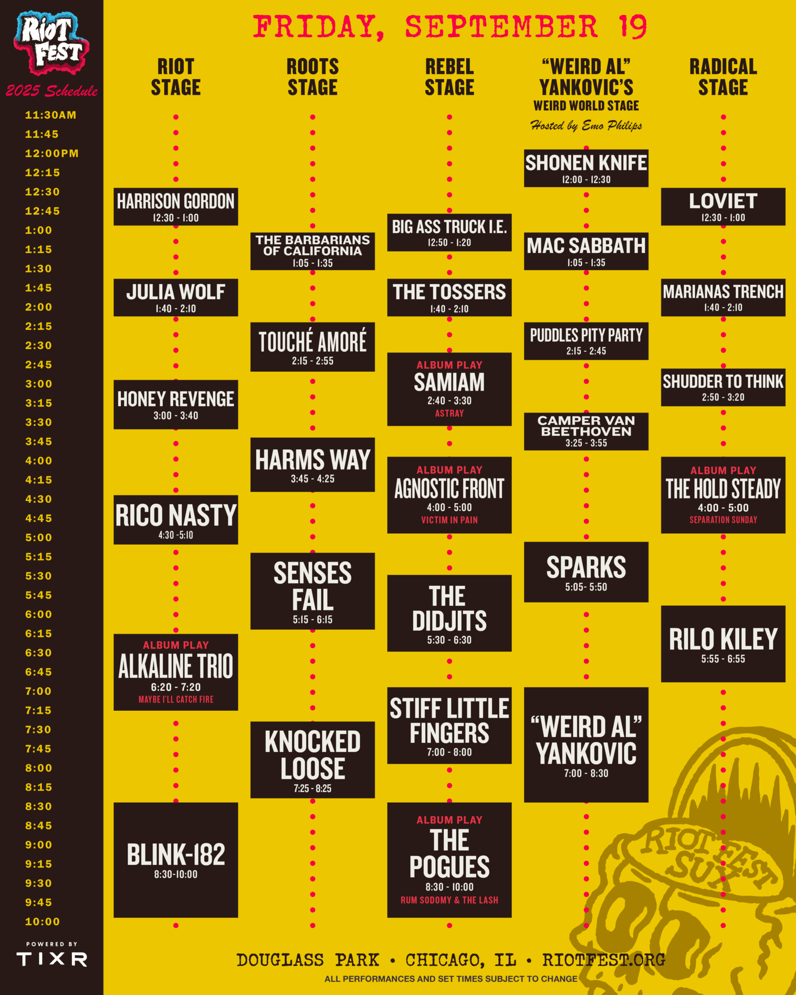 The Riot Fest 2025 Schedule is Here.
