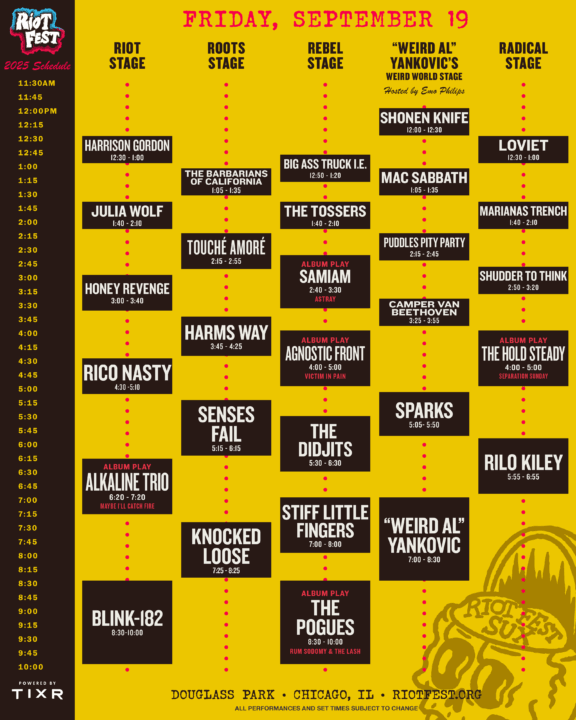 The Riot Fest 2025 Schedule is Here.