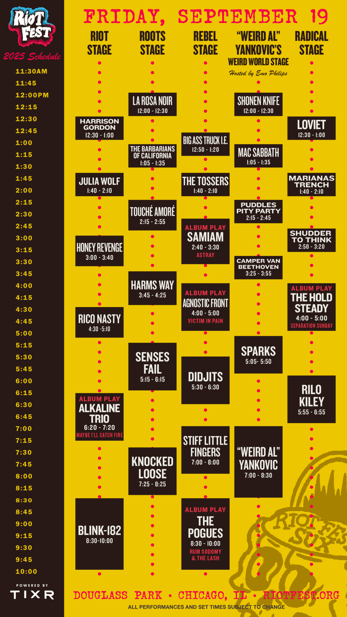 The Riot Fest 2025 Schedule is Here.