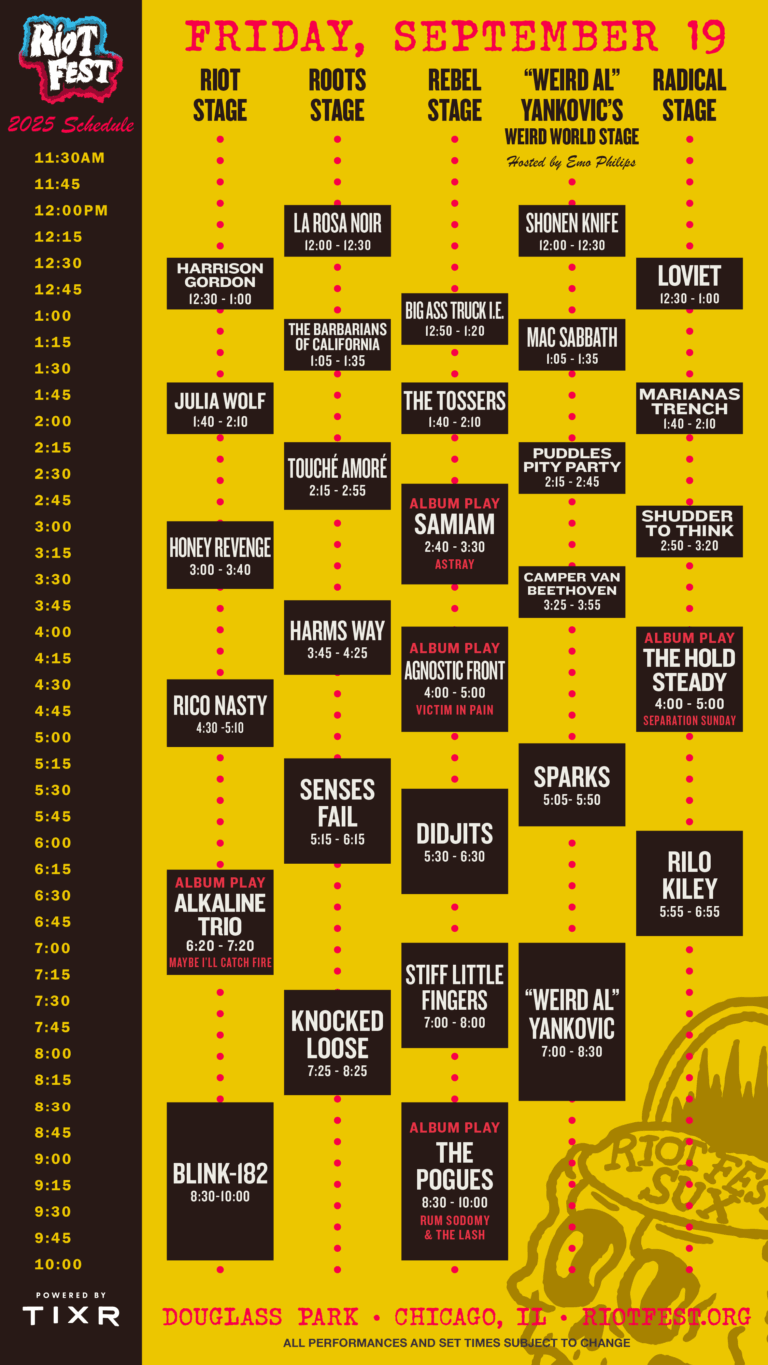 The Riot Fest 2025 Schedule is Here.