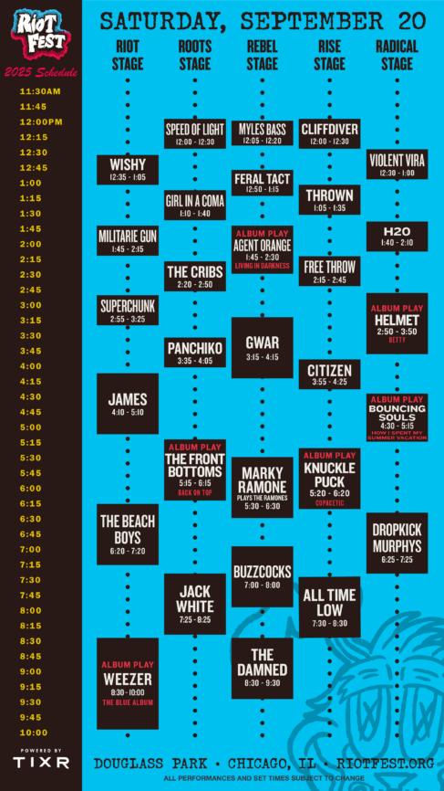 The Riot Fest 2025 Schedule is Here.