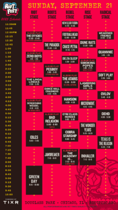 The Riot Fest 2025 Schedule is Here.