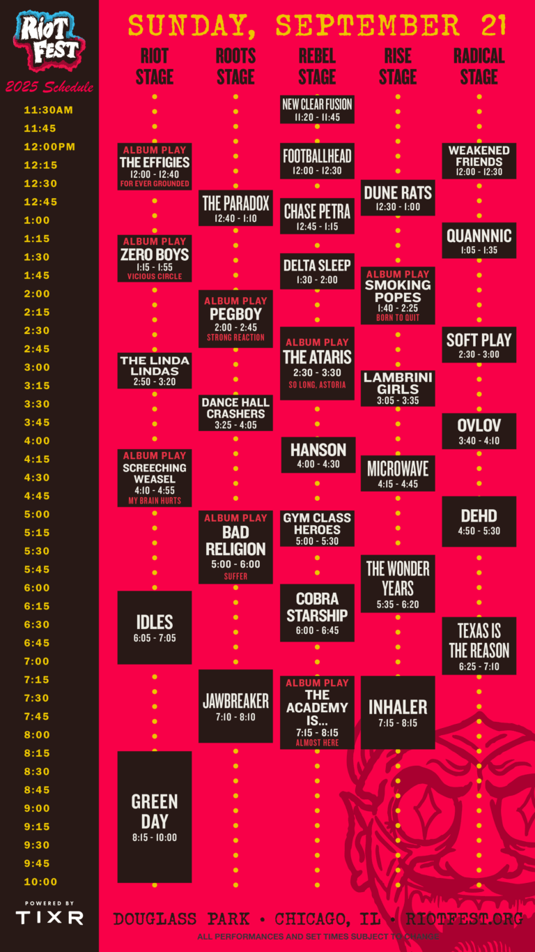2025 Daily Schedules - Riot Fest