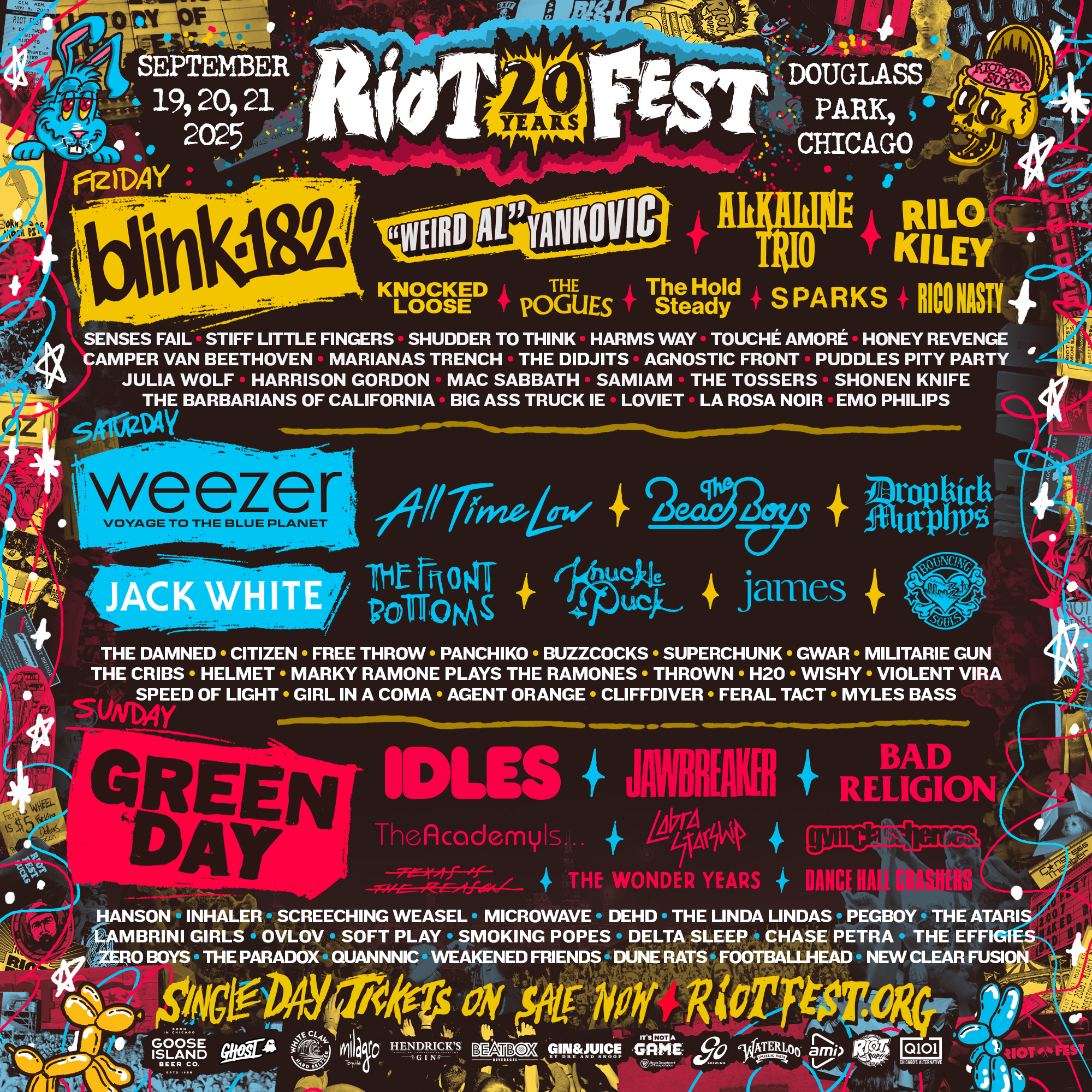 Riot Fest 2025 - September 19-21 | Douglass Park - Chicago, IL - Riot Fest
